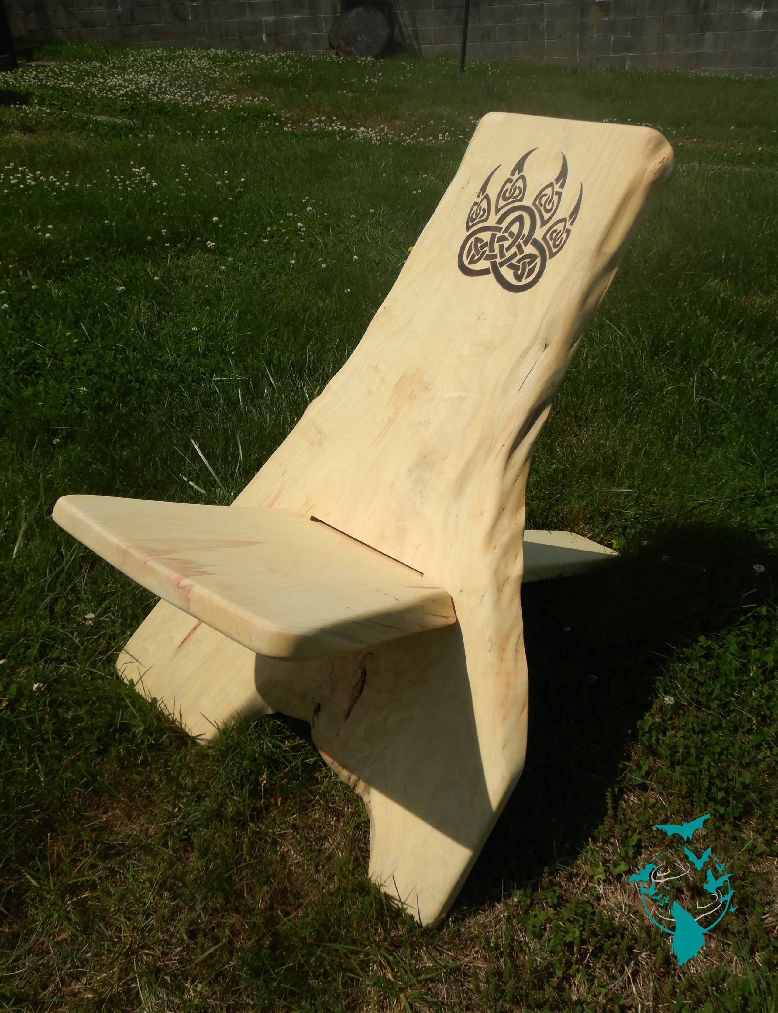 36" Little Vikings Chair - Celtic Style Wolf Paw, Maple | Grey Wolf Hollow